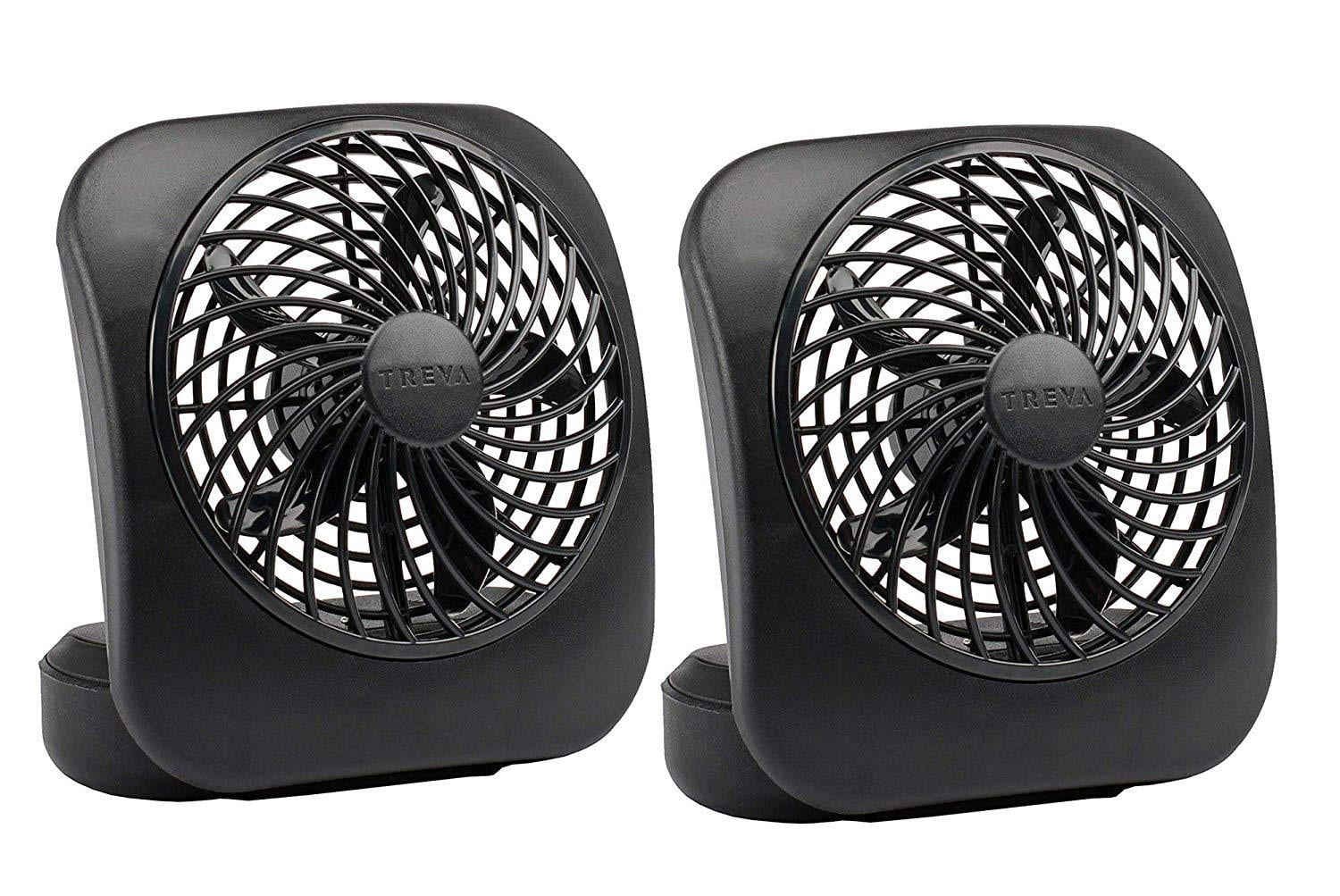Treva 5 inch Cordless Operated Desk Fan, 2 Speed, Portable, Small ...