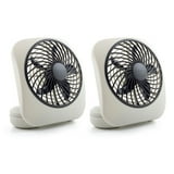 "Treva 5"" Mini Desk Battery Operated Quiet Fan, 2 Pack, Grey ...