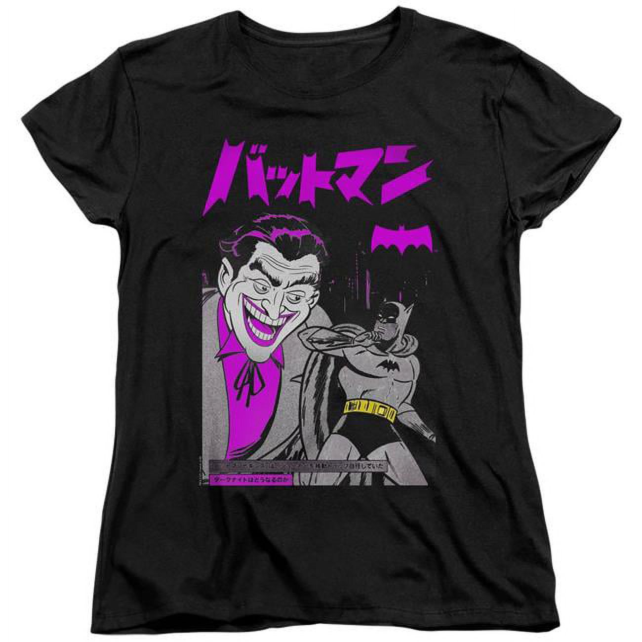 Trevco BM2907-WT-4 Batman & Kanji Cover Short Sleeve Womens Tee, Black ...