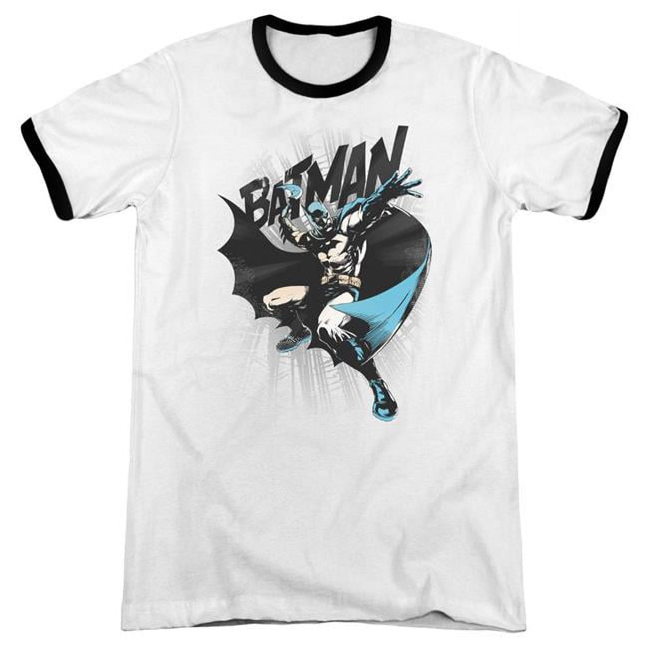 Trevco Batman & Batarang Throw Adult Cotton Ringer Short Sleeve T-Shirt ...