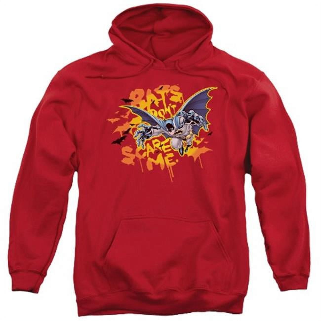 Trevco Batman-Bats Dont Scare Me - Adult Pull-Over Hoodie - Red, Small ...