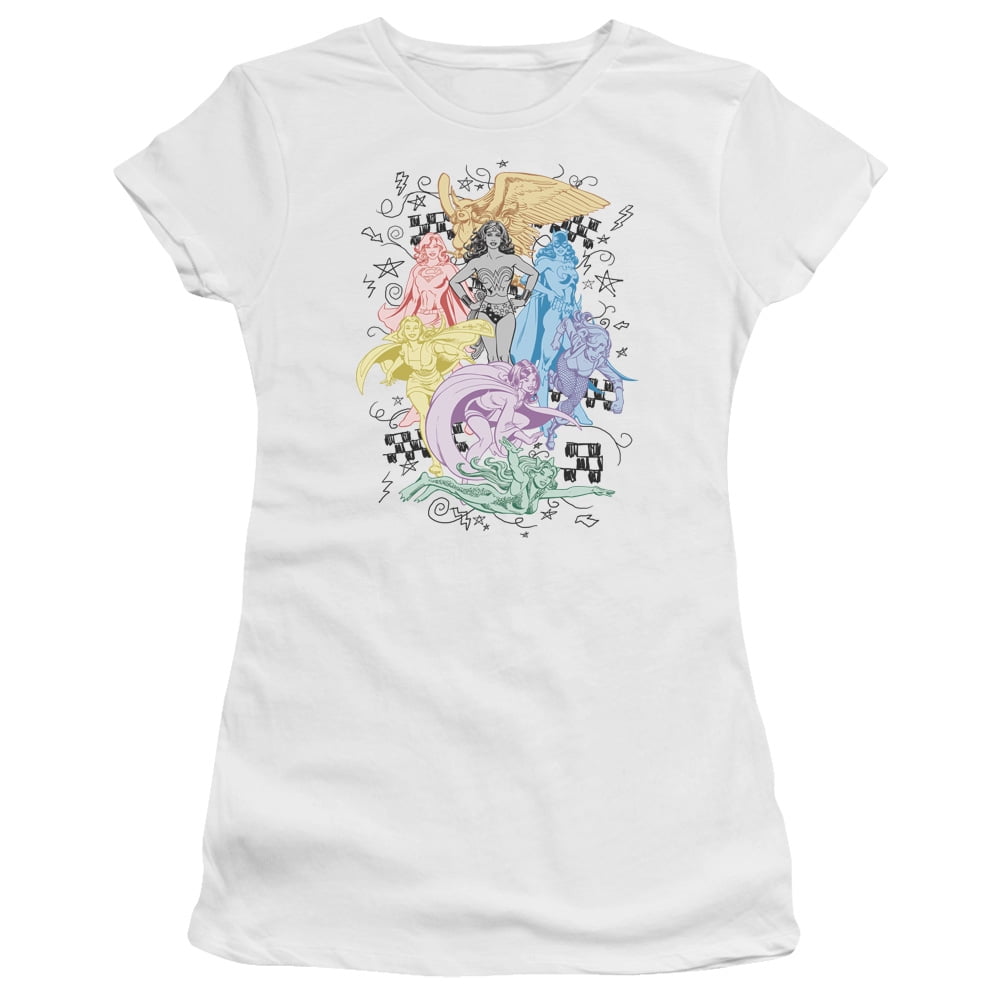 Trevco Dc-Super - Short Sleeve Junior Sheer Tee - White & Medium ...