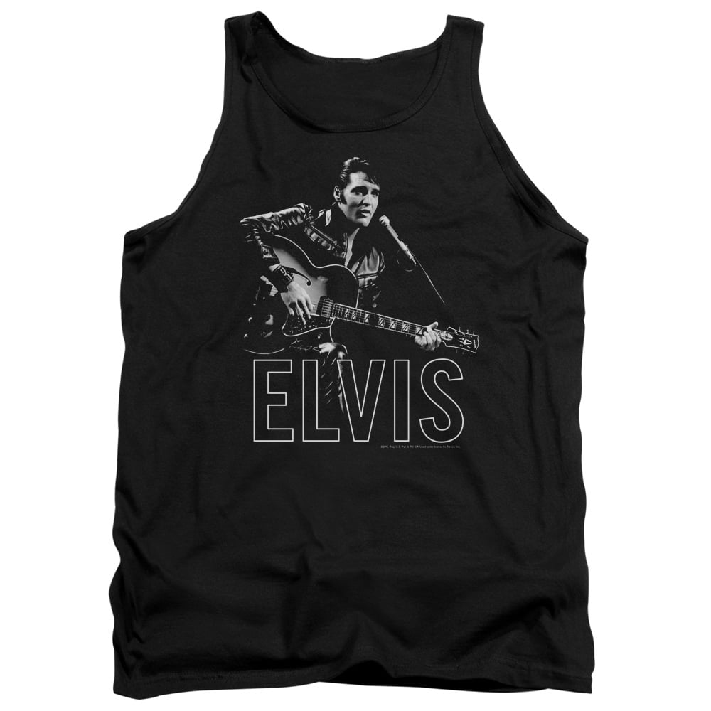 Trevco ELV773-TK-1 Elvis Presley & Guitar in Hand Adult Tank Top, Black ...