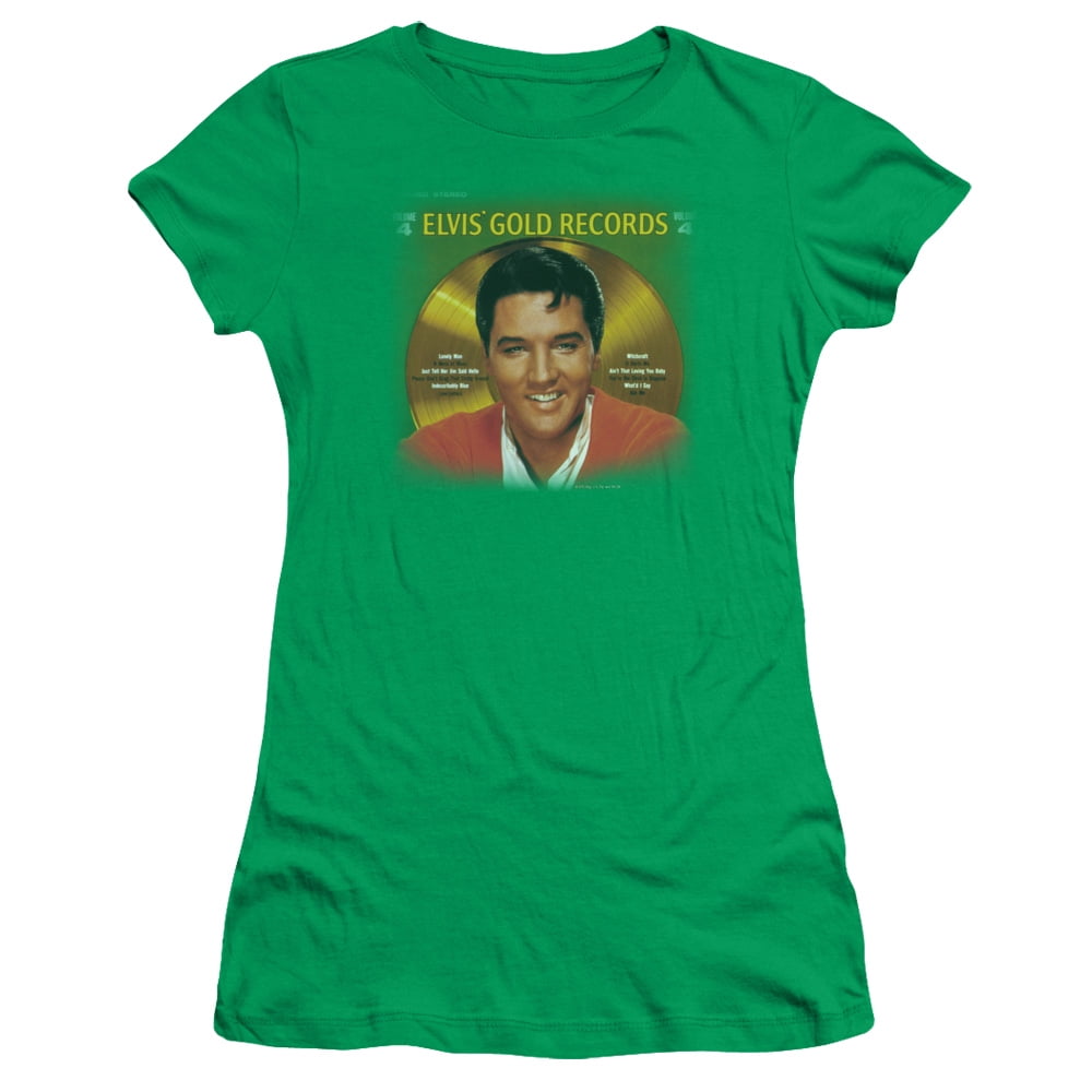 Elvis Presley - Gold Records - Juniors Teen Girls Cap Sleeve Shirt ...