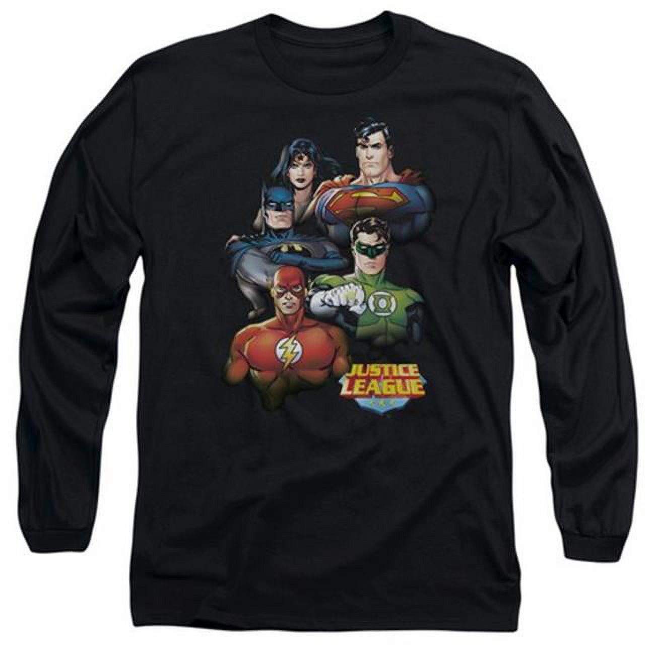 Trevco JLA-Group Portrait Long Sleeve Adult 18-1 Tee - Black - Medium ...