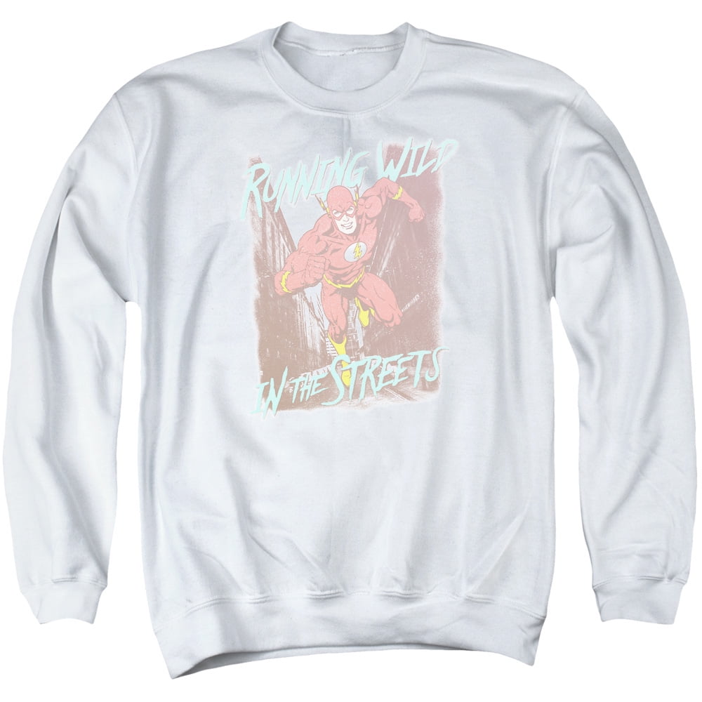 Trevco Jla-Running Wild Adult Crew Sweat Tee- White - Small - Walmart.com
