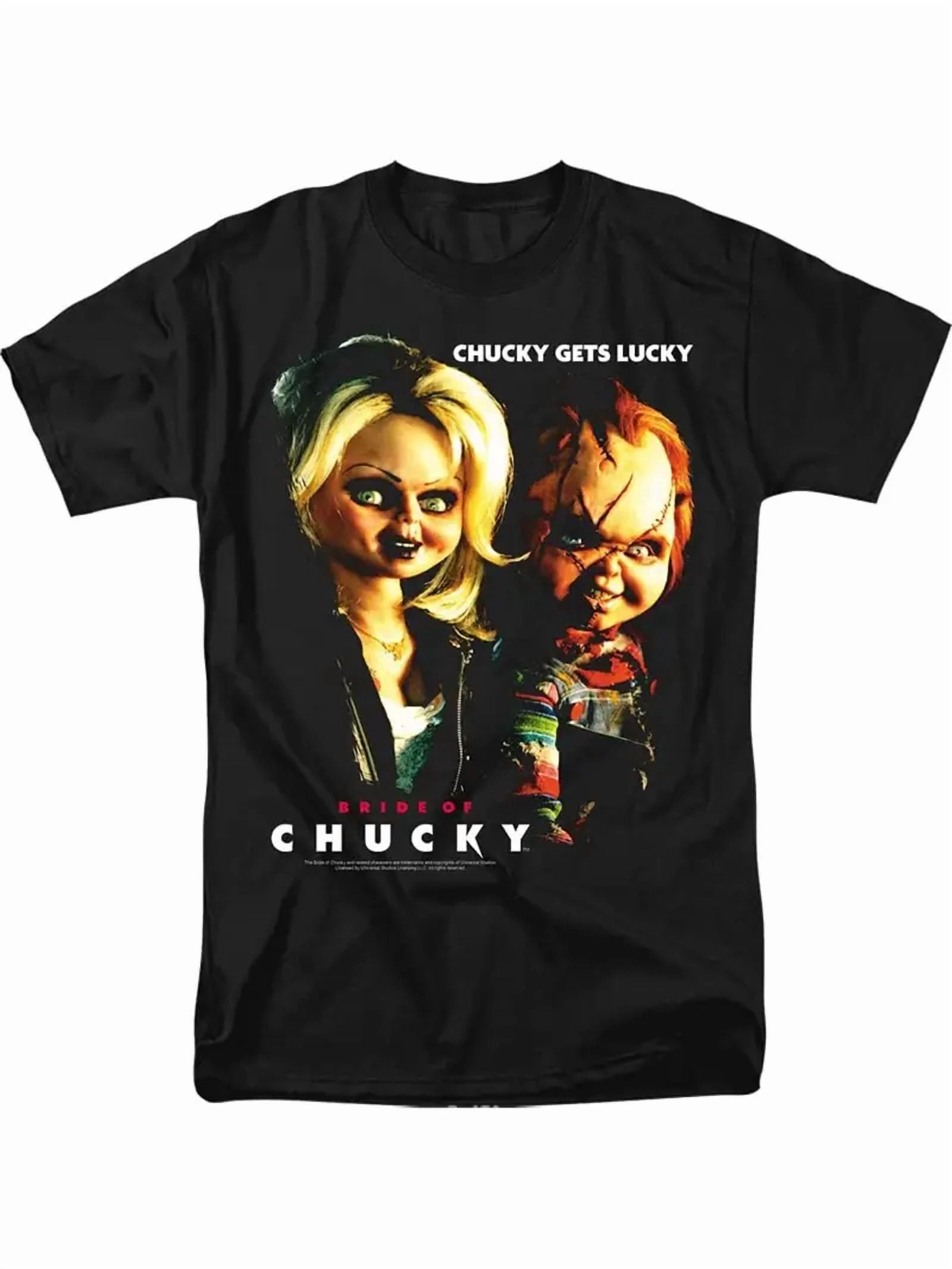 Trevco Men's "Chucky Gets Lucky" Graphic Tee - 100%, Casual Crew Neck T ...
