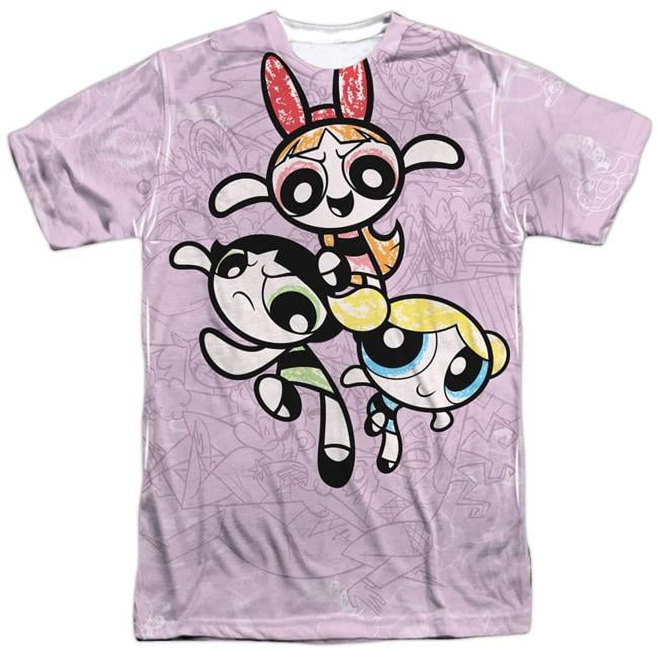 Trevco Sportswear CN355-ATPP-5 Powerpuff Girls Dog Pile Adult Regular Fit Short Sleeve T-Shirt ...