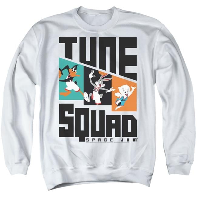 Trevco WBM1648-AS-3 Space Jam 2 & Tune Squad Pattern Characters-Adult Crewneck Sweatshirt, White ...