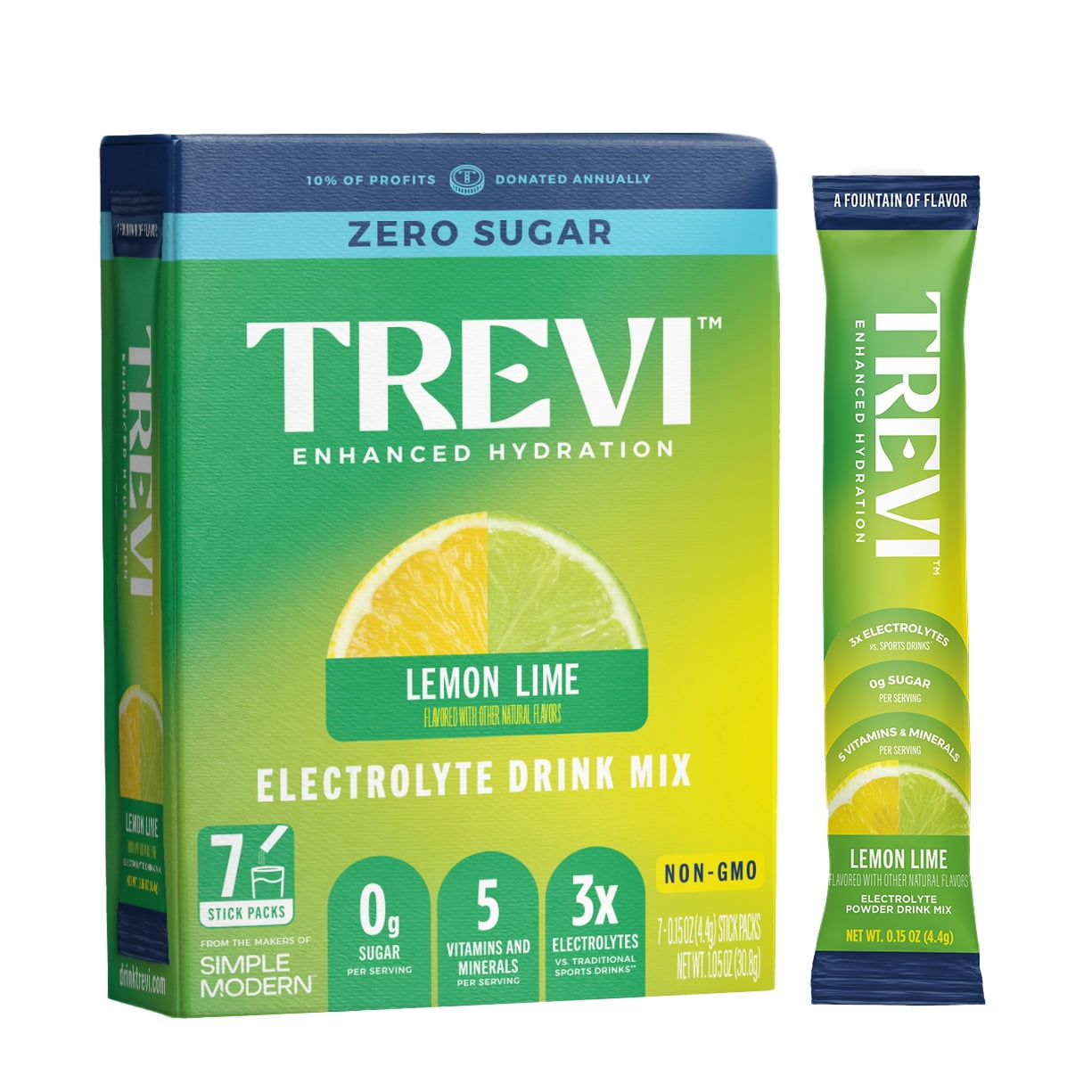 Trevi Sugar Free Electrolyte Drink Mix - 7 Count Lemon Lime - Walmart.com