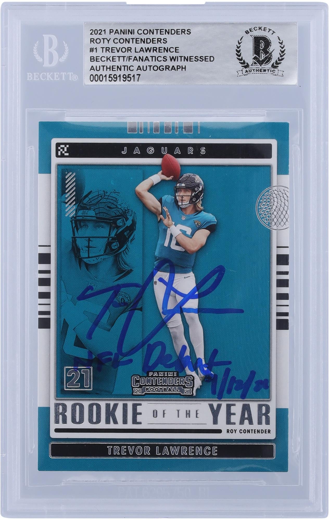Trevor Lawrence Jacksonville Jaguars Autographed 2021 Panini Contenders ...