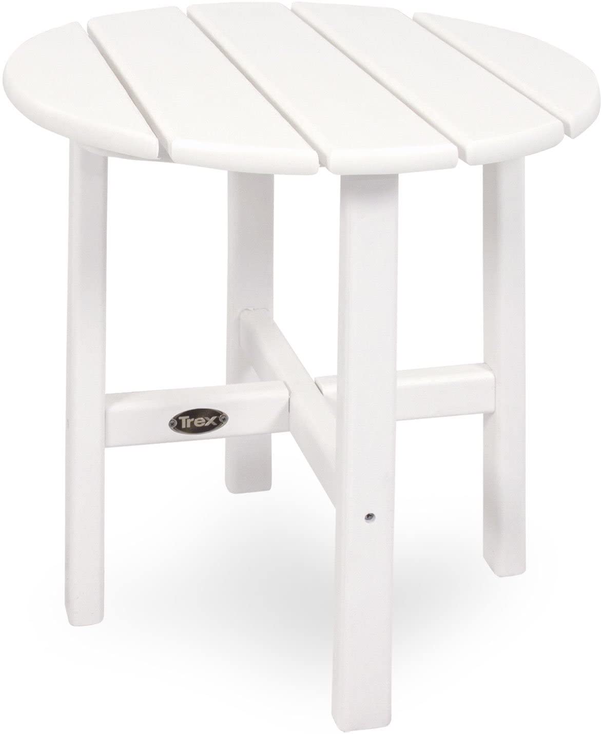 Trex Outdoor Furniture Cape Cod Round 18-Inch Side Table, Classic White ...