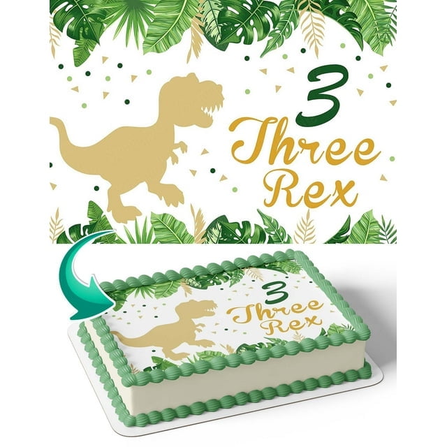 Trex Three Rex Birthday 3rd Birthday Edible Image Cake Topper For ...