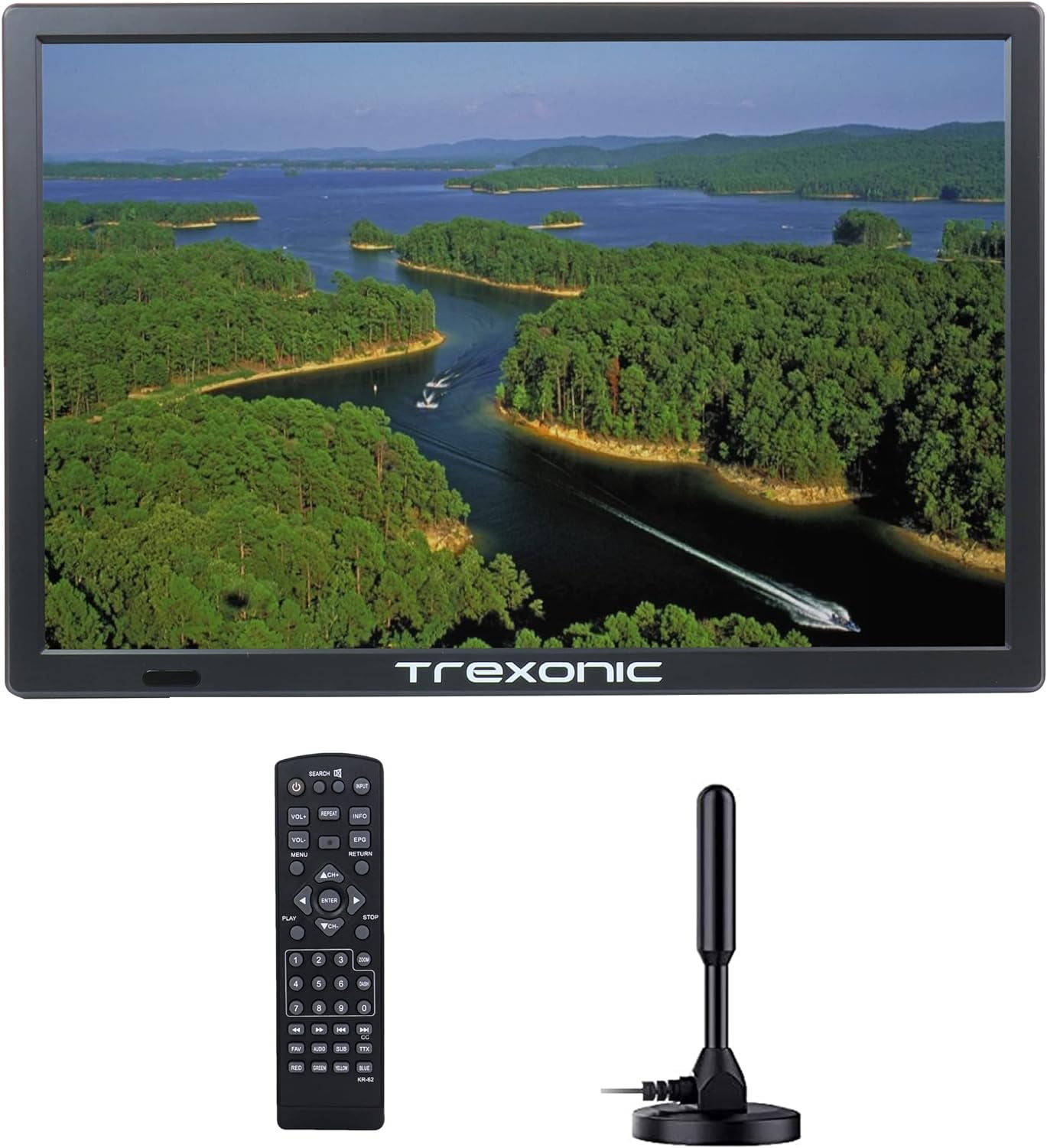 Trexonic Portable Rechargeable 15.4 Inch LED TV with HDMI, SD/MMC, USB ...