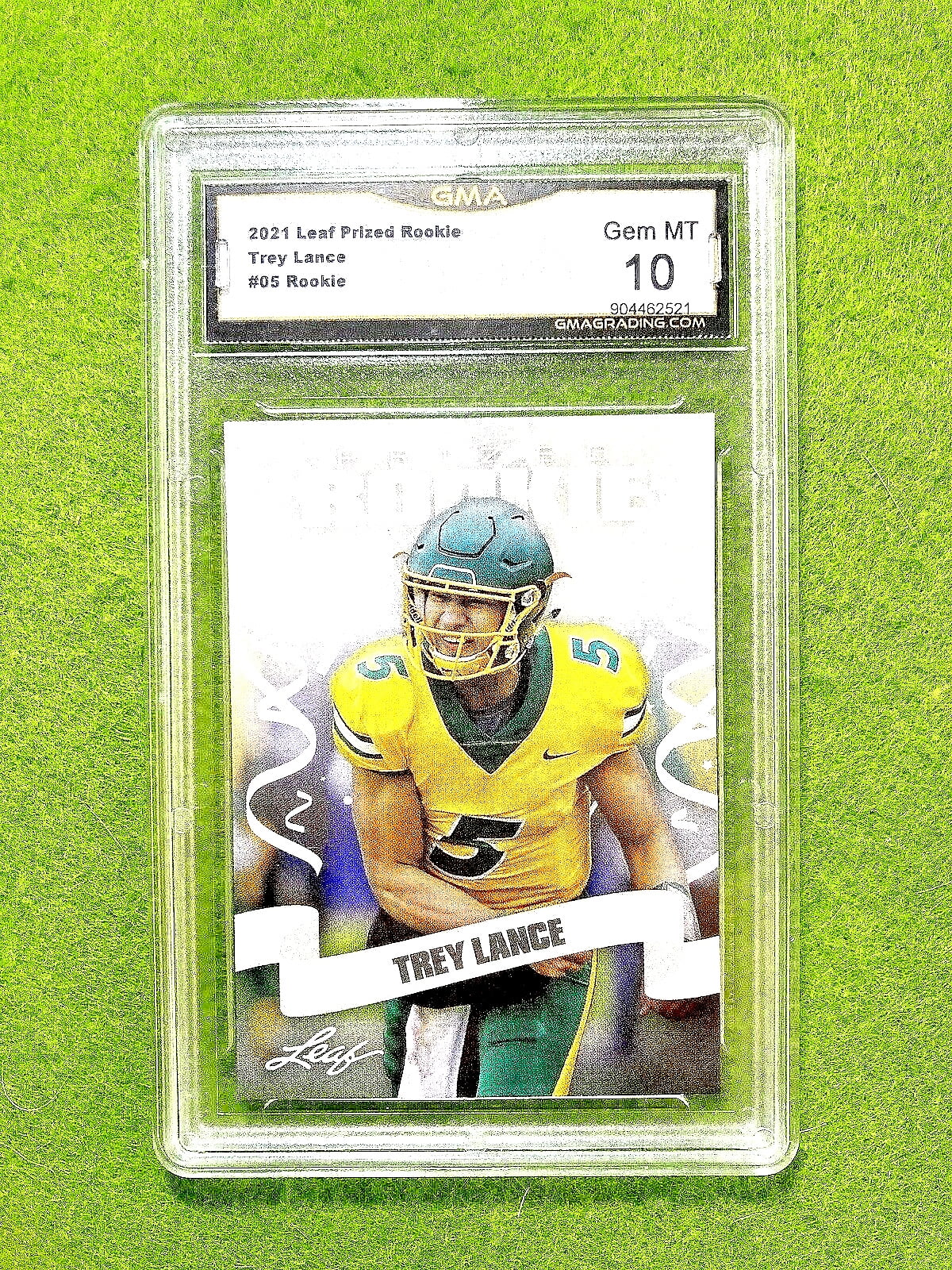 Trey Lance GMA 10 GEM MINT ROOKIE CARD RC 2021 TREY LANCE Leaf PRIZED ...