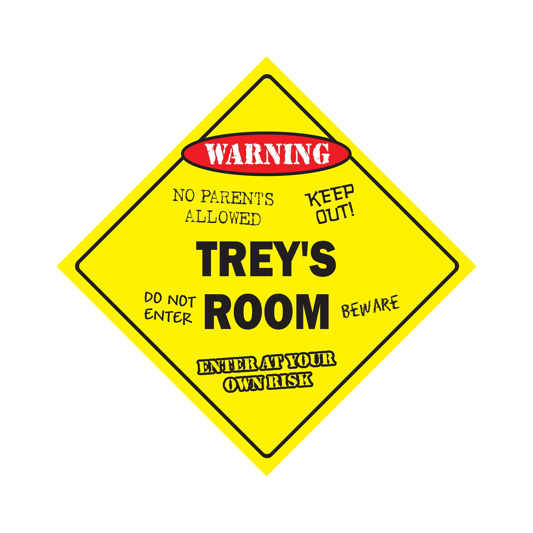 Trey's Room Sign Crossing Zone Xing | Indoor/Outdoor | 17" Tall kids ...