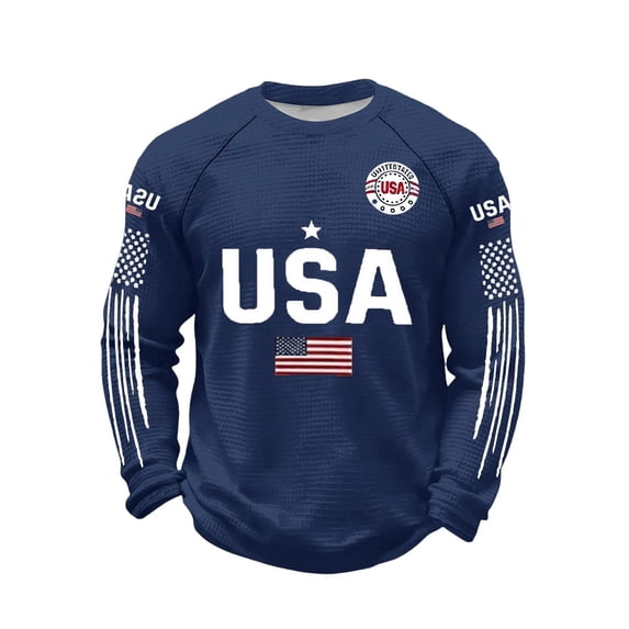 Trgacdwlo USA Shirts for Men Red White and Blue Waffle Men's USA 250th ...