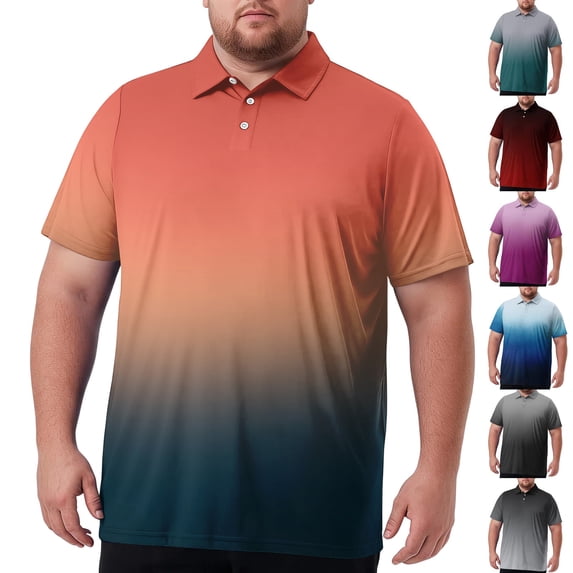Trgacdwlo XL-8XL Big and Tall Mens Golf Shirt Gradient Quick Dry Mens ...