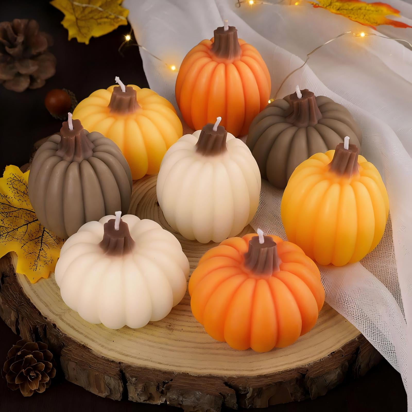 Trglemdw 8 Pcs Fall Pumpkin Candles Little Pumpkin - Shower Favors for ...