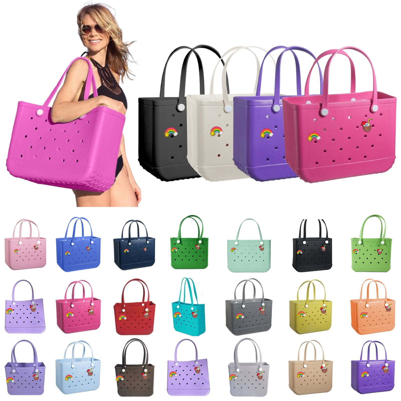 Trglemdw Womens Beach Bag Rubber Beach Bag Swim Bag Large Capacity Travel Swimming Bag Eva ...