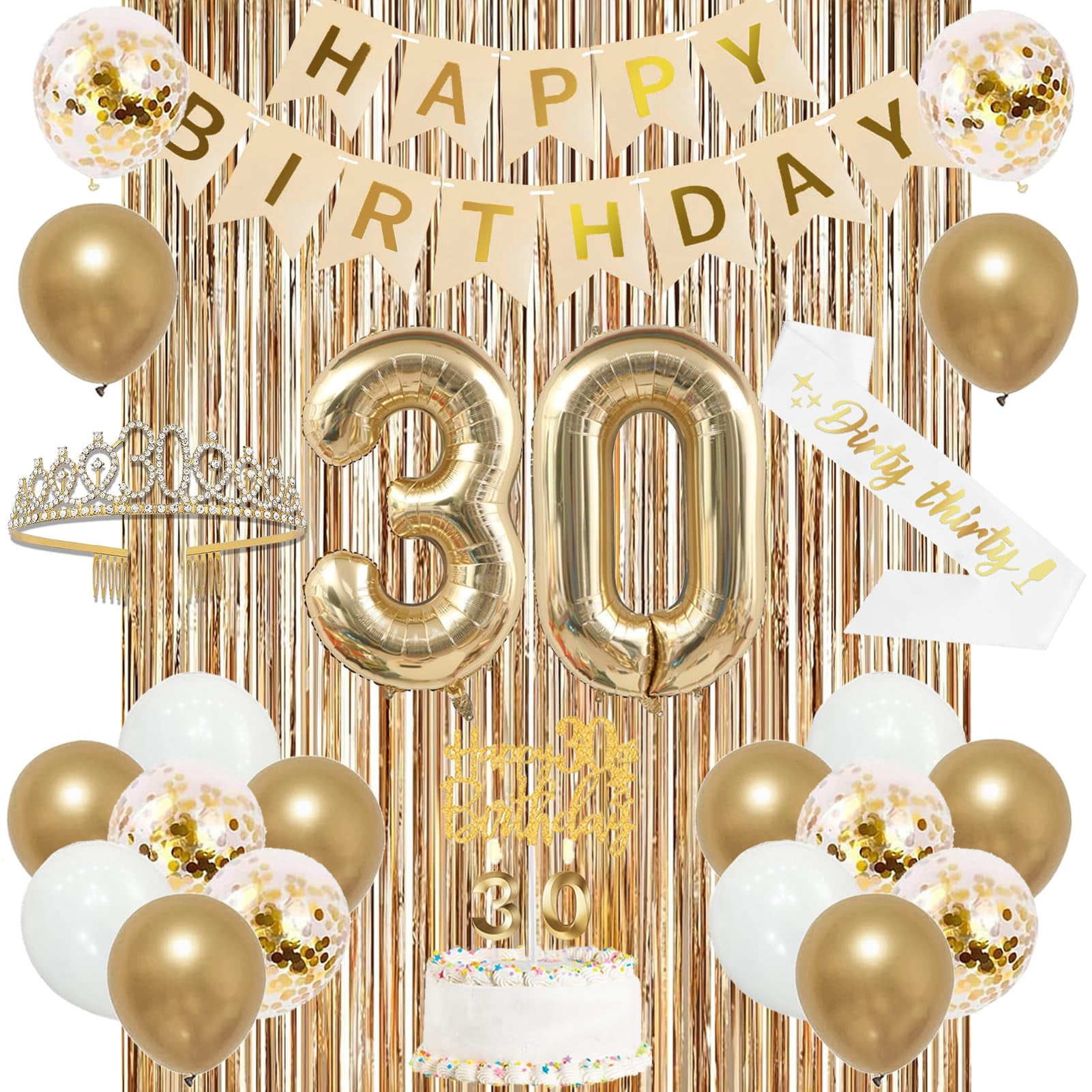 Trgowaul 30th Birthday Decorations for Women, AIS1 Banner, Sash and ...