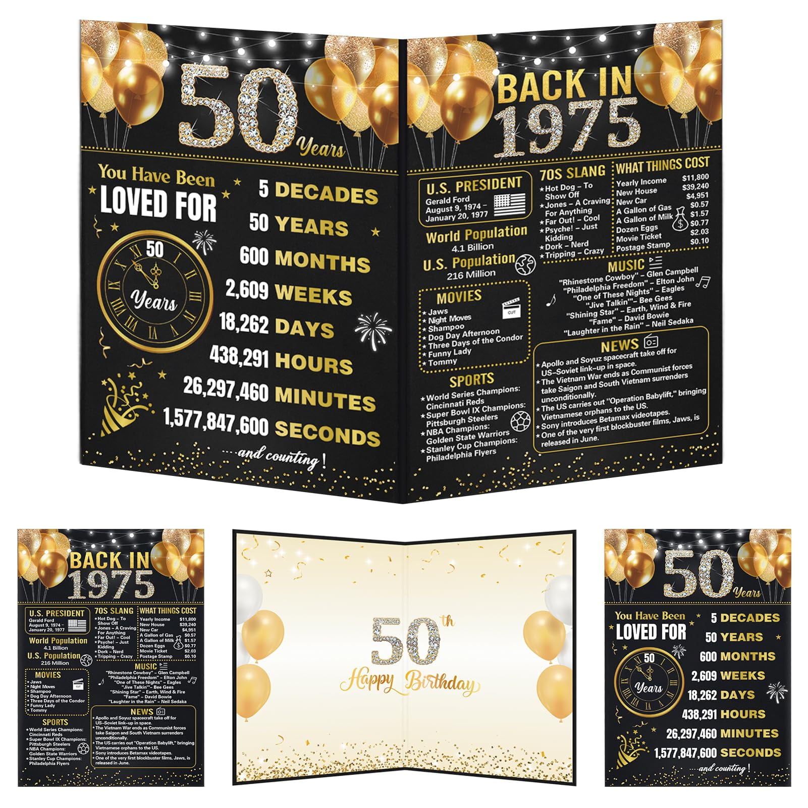 Trgowaul 50th Birthday Decorations for 1975 SMRWomen Men, Gold 50th ...