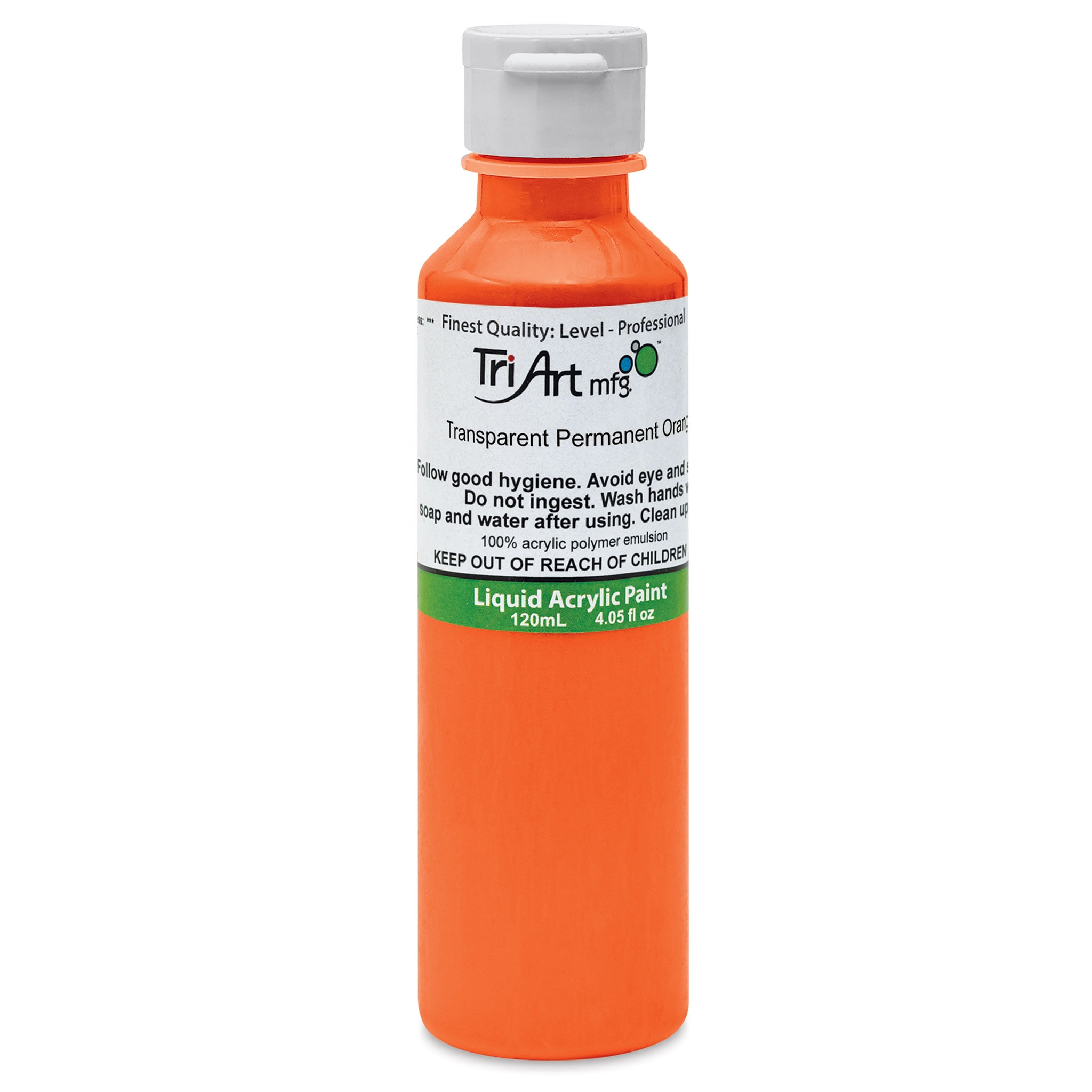 Tri-Art Liquid Artist Acrylics - Transparent Permanent Orange, 120 ml ...