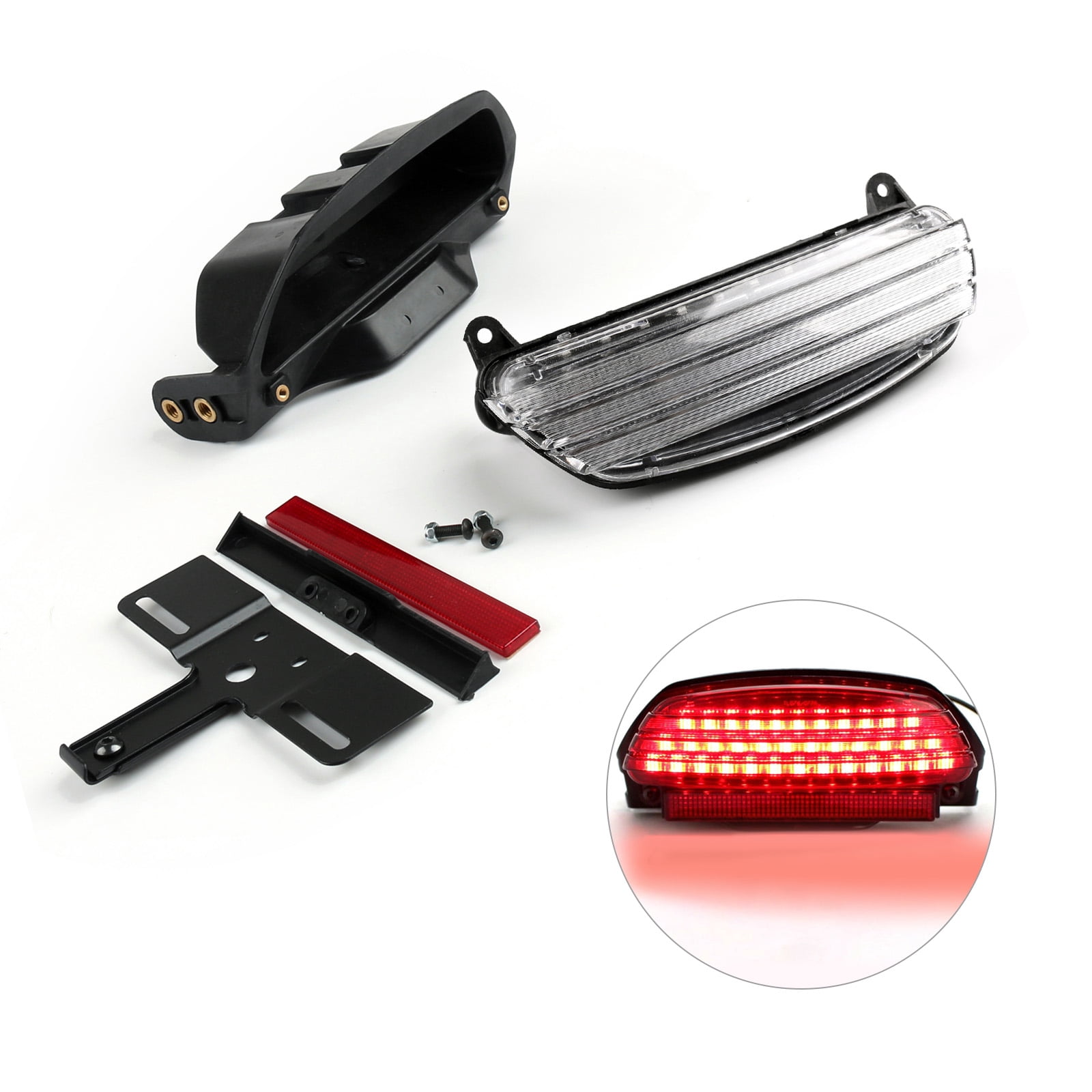Tri-Bar Fender LED Tail Light + Bracket For Softail FXST FXSTB FXSTC ...