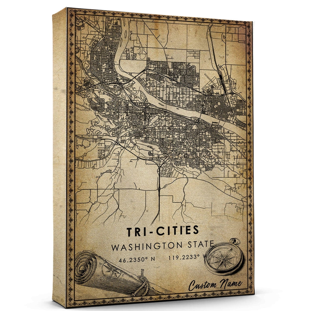 Tri Cities Map Poster, Washington State Map Art Poster, Canvas, Tri ...