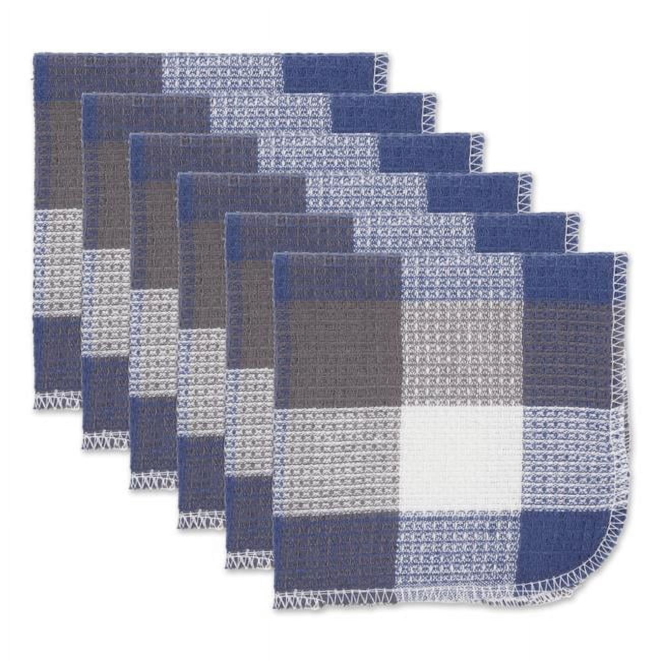 Tri Color Check Scrubber Dishcloth, French Blue - Set of 6 - Walmart.com