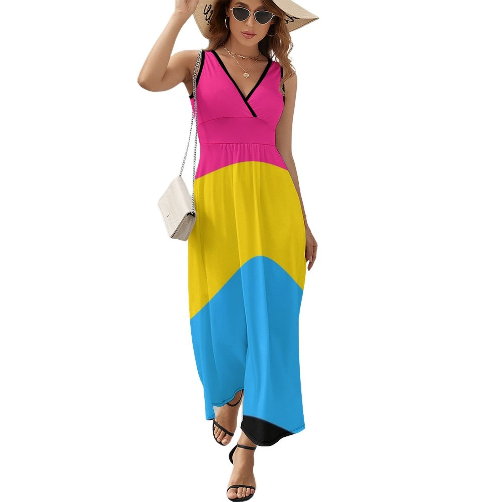 Tri Color Design - Pink Yellow Blue Sleeveless Dress fairy dress ...