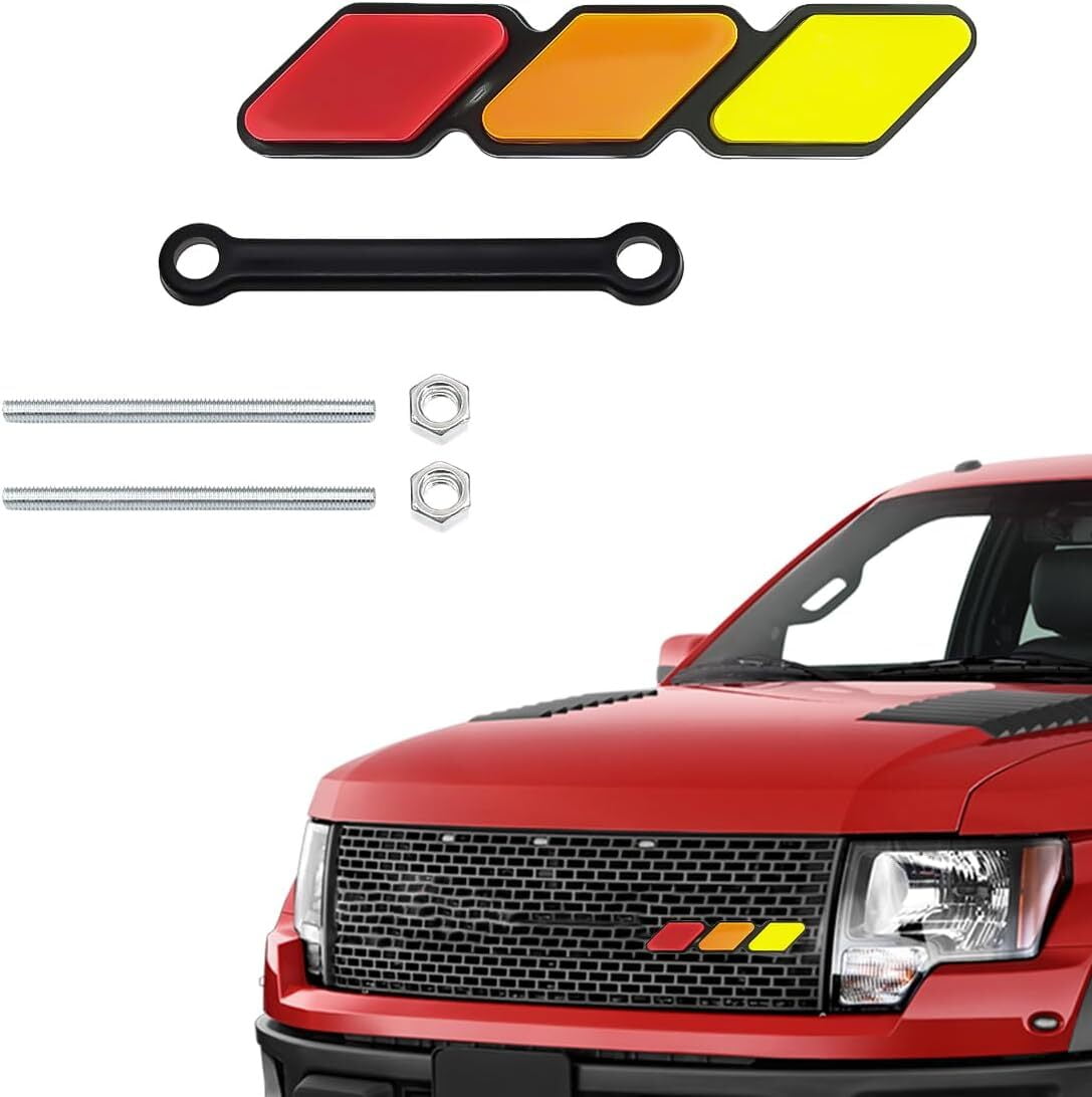Tri-Color Grille Badge, Classic Auto Grille Stripe Emblem, Grille Badge ...