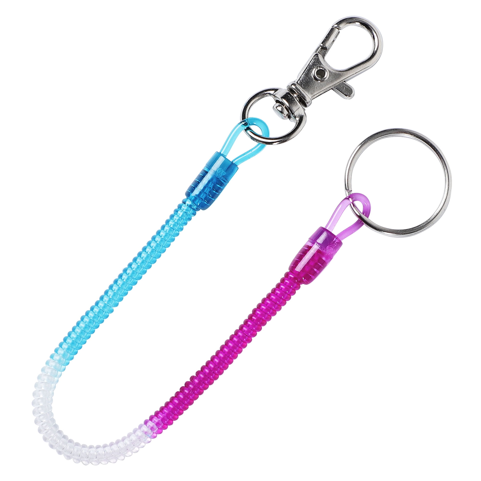 Tri Colors Plastic Spiral Coiled Lanyard Lobster Clasp Clip Key Ring ...