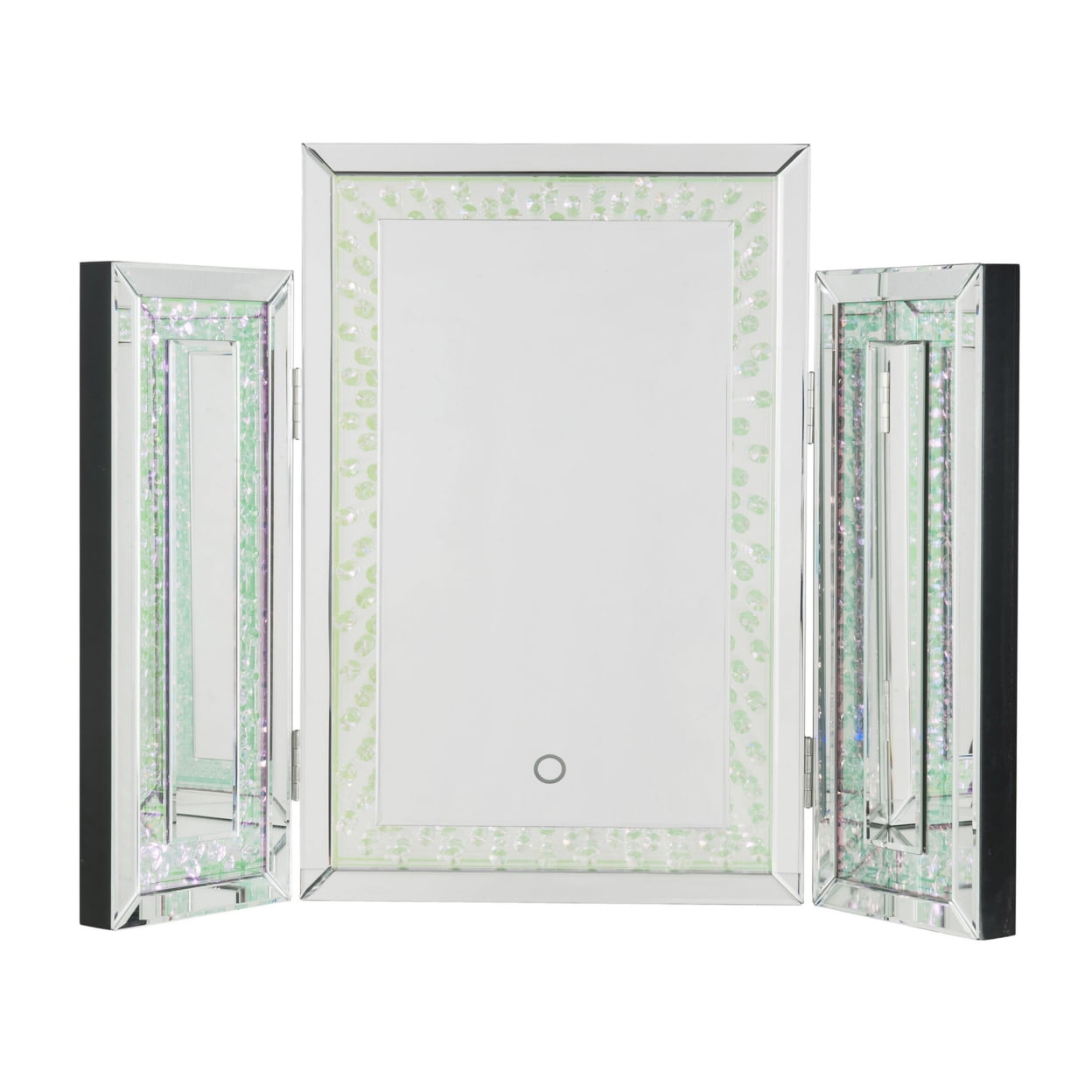 Tri Fold Mirror Panel Frame Accent Decor with LED Light, Silver- Saltoro Sherpi - Walmart.com