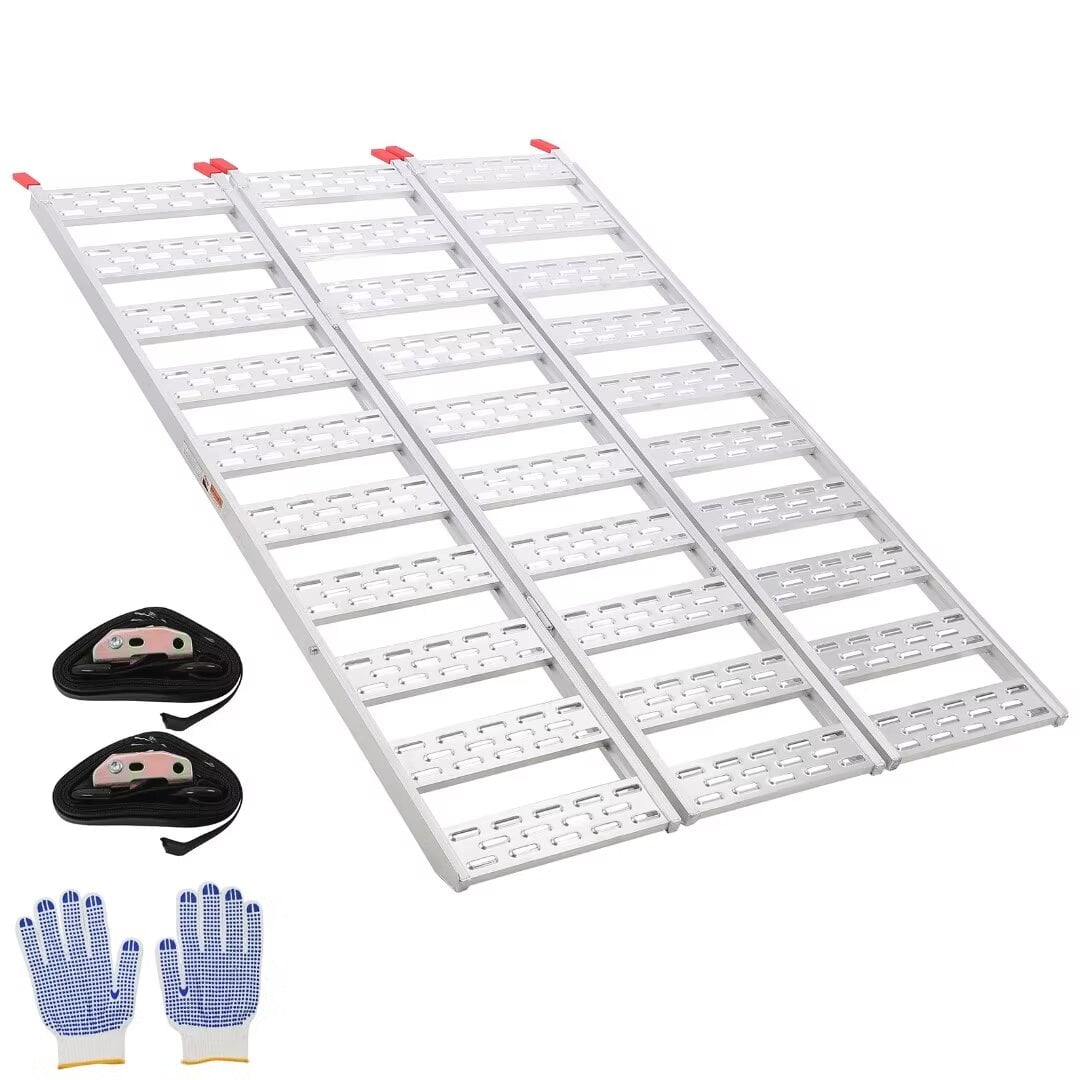 Tri-Folding Ramps, Aluminum Alloy Loading Ramps with Treads,76"x50 ...