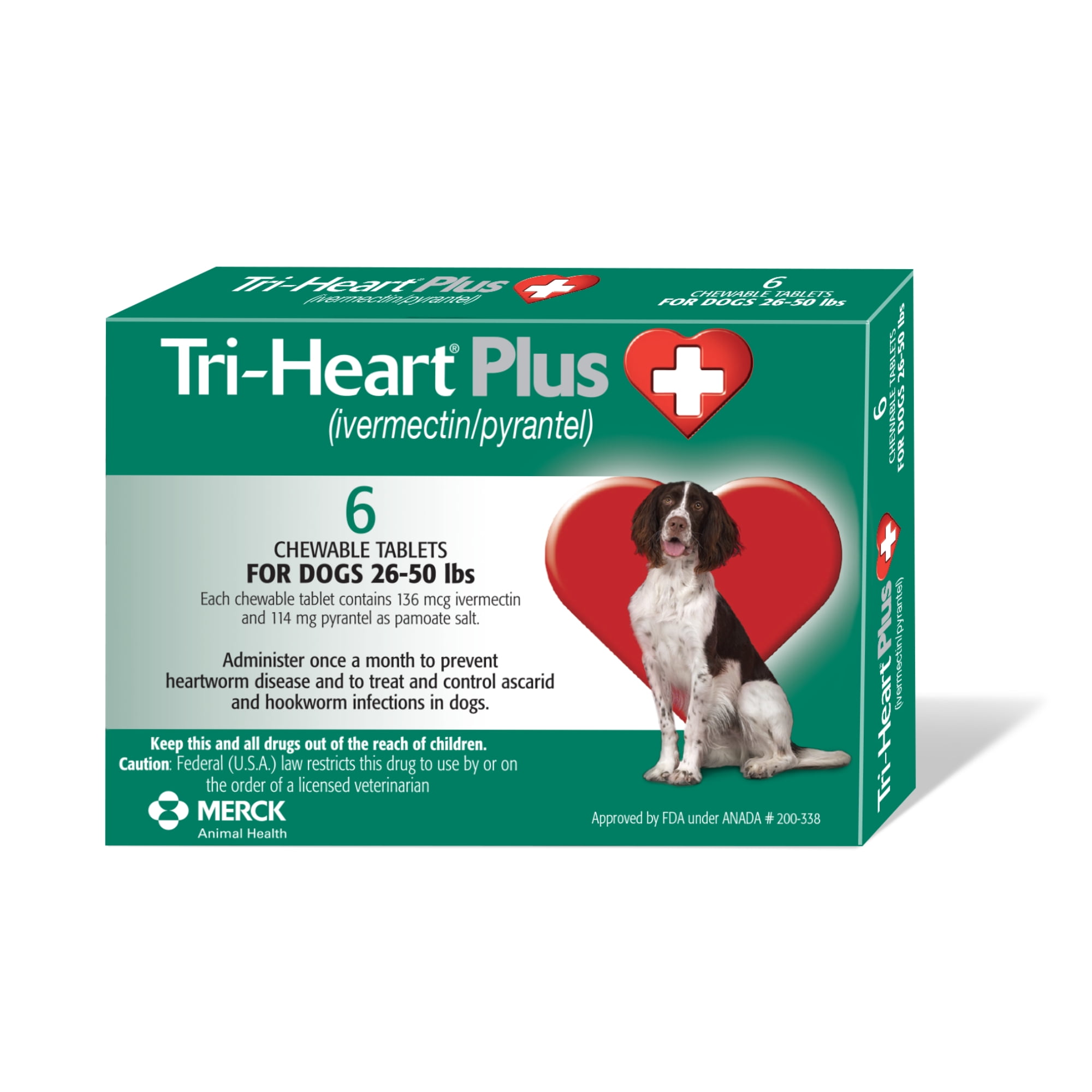 Tri-Heart Plus Chewable Tablet for Dogs, 26-50 lbs, (Green Box ...