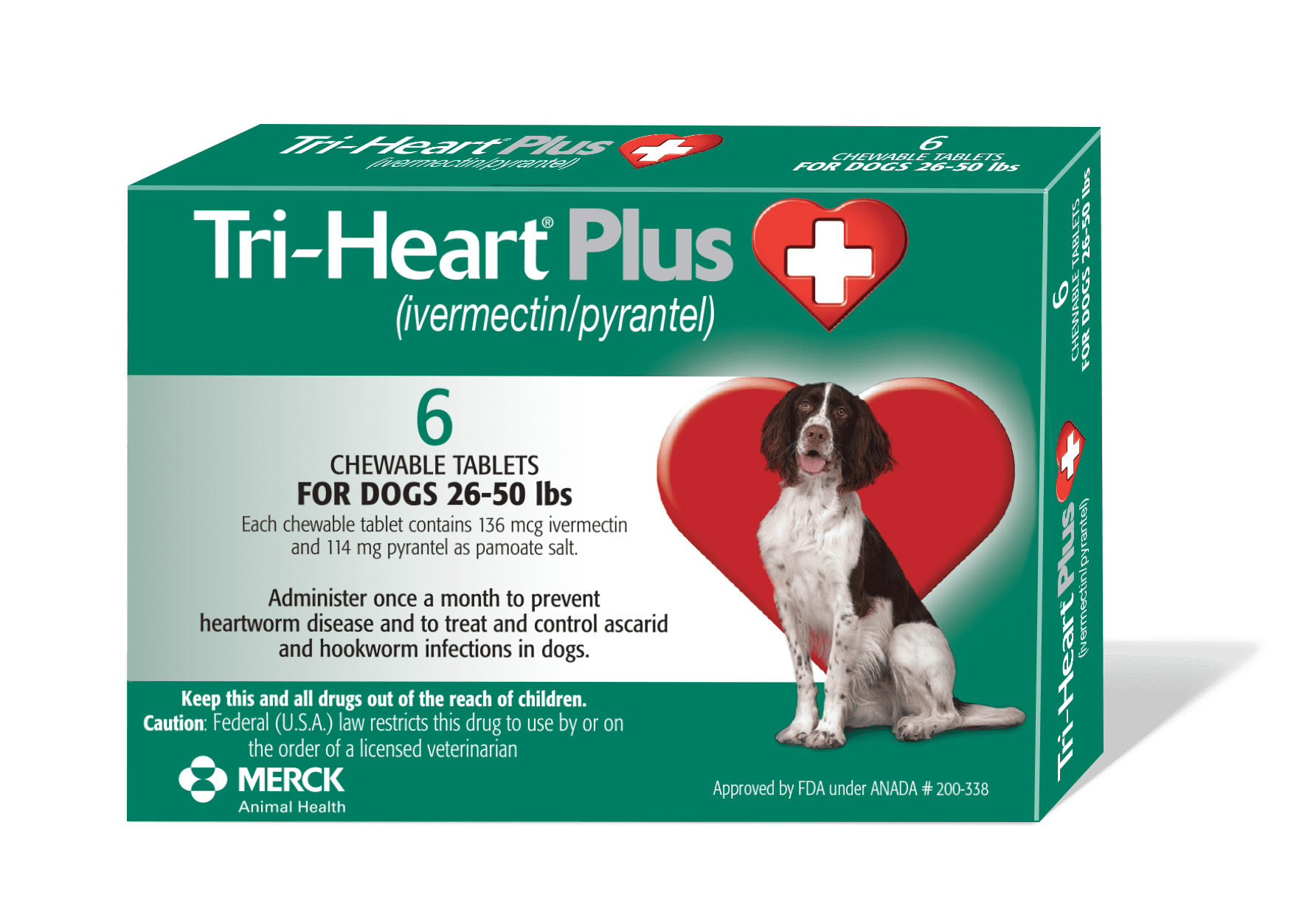 Tri-Heart Plus Chewable Tablet for Dogs, 26-50 lbs, (Green Box ...