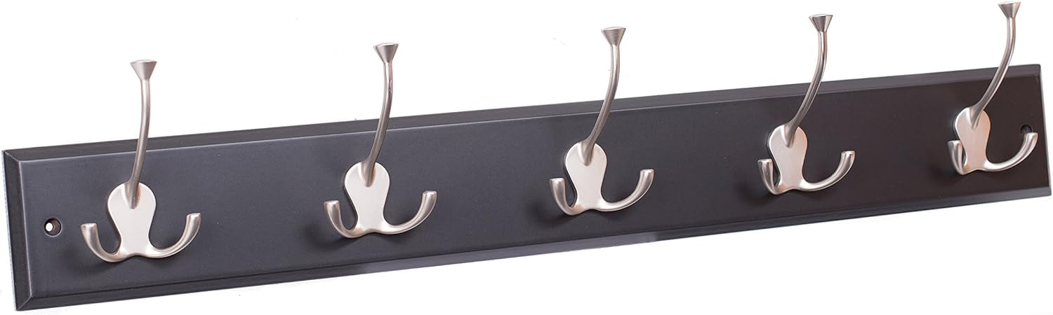 Tri Hook Coat Rack - Wall Mount Hat Rack - Black Finish - Satin Nickel ...