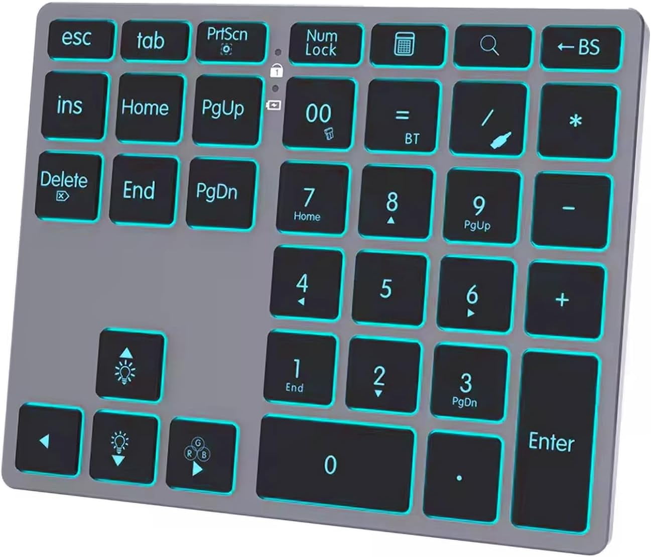 Tri-Mode 35-Key Aluminum 7-Color Backlit Rechargeable Wireless Numpad ...