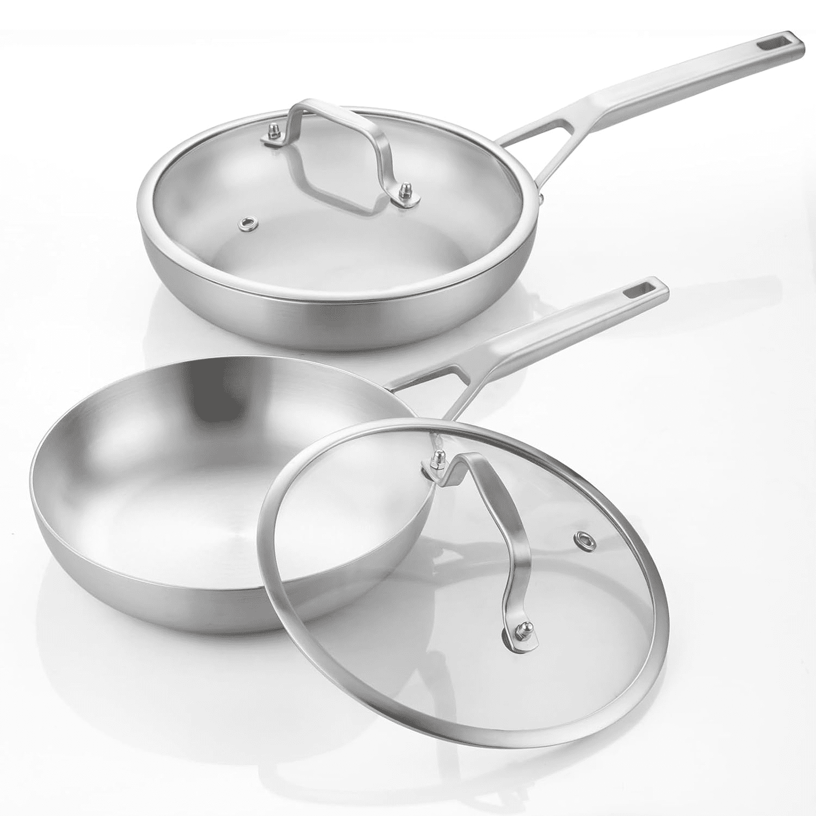 DELARLO Tri-Ply Stainless Steel 10inch and 12inch Frying Pan Set With ...