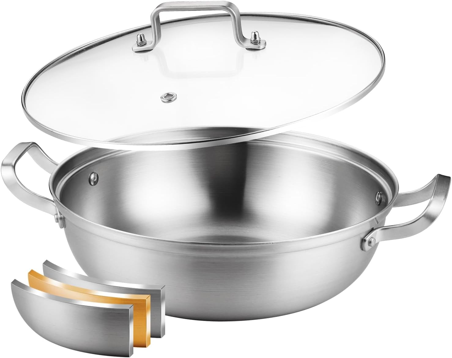 Tri-Ply Stainless Steel 11 inch Everyday Pan with Lid, Kitchen ...