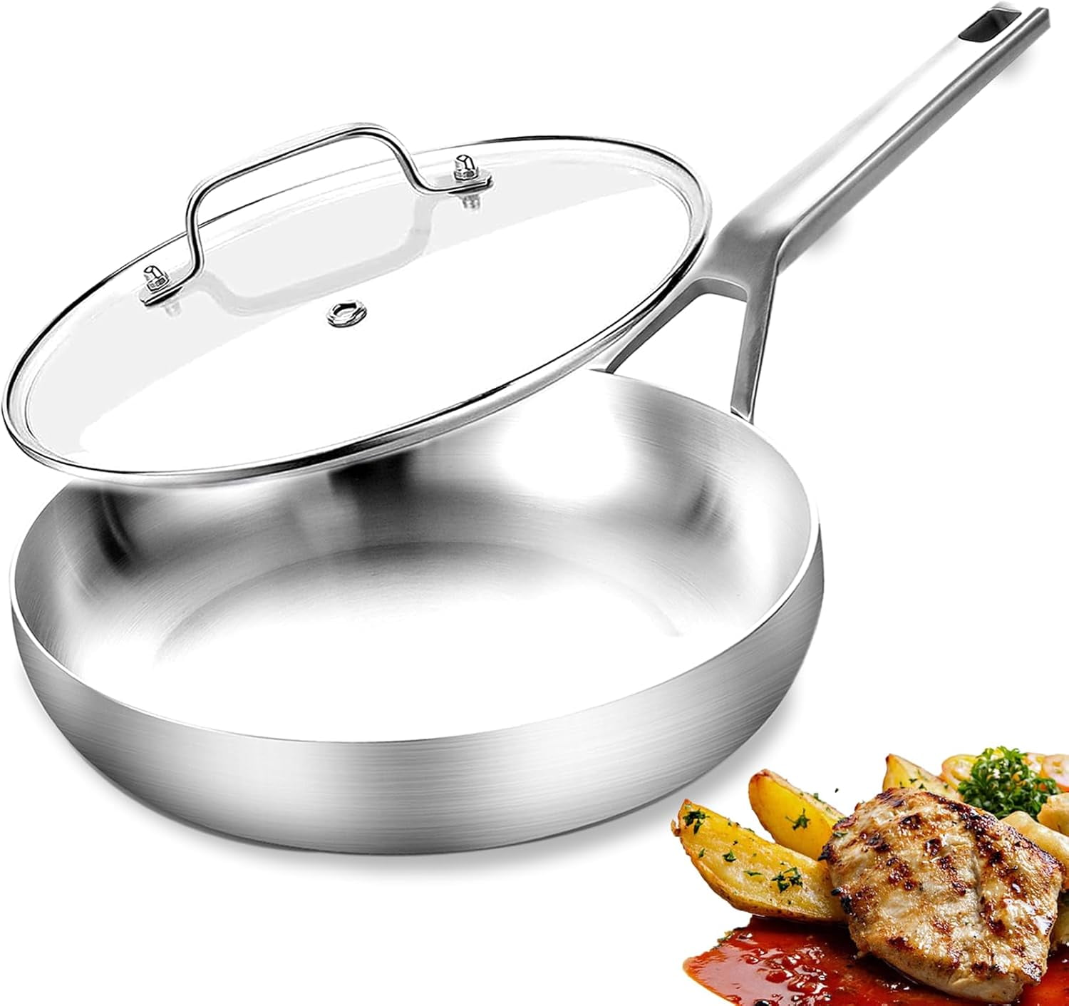 Tri-Ply Stainless Steel Frying Pan Set (8"/10"/12") - Professional Chef ...