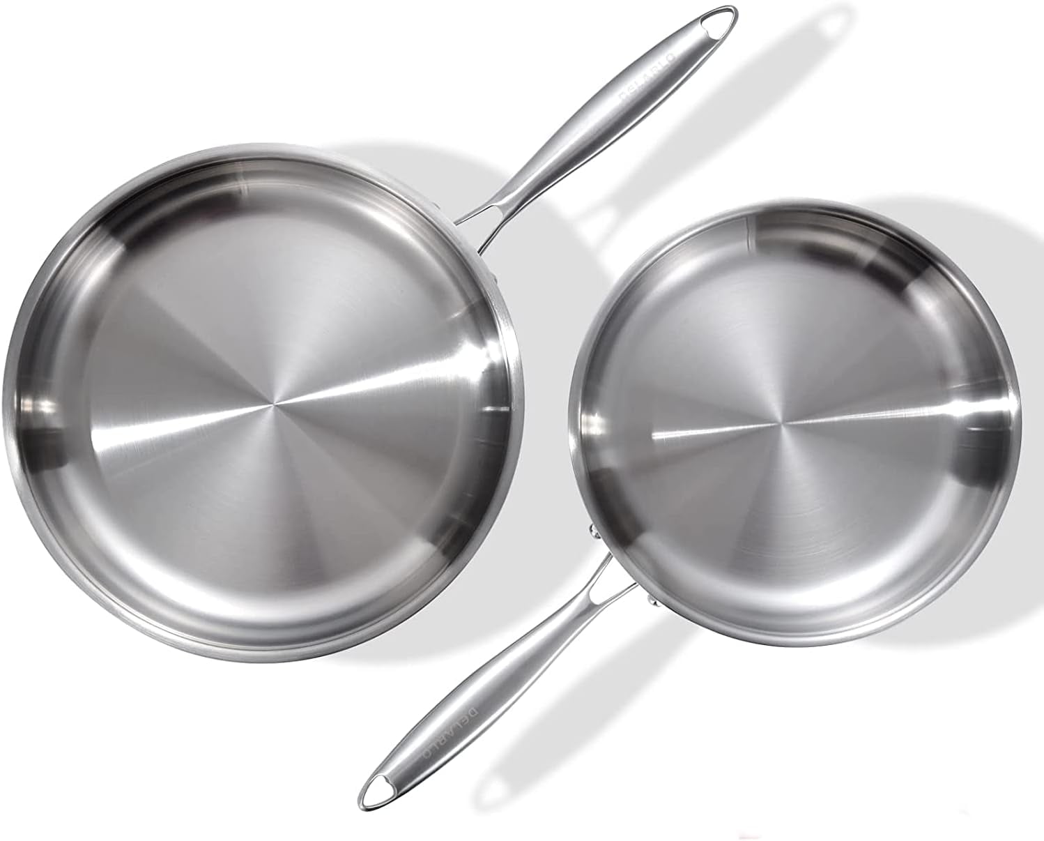 Tri-Ply Stainless Steel Pan Set, 9" & 11",Compatible with All Cooktops ...