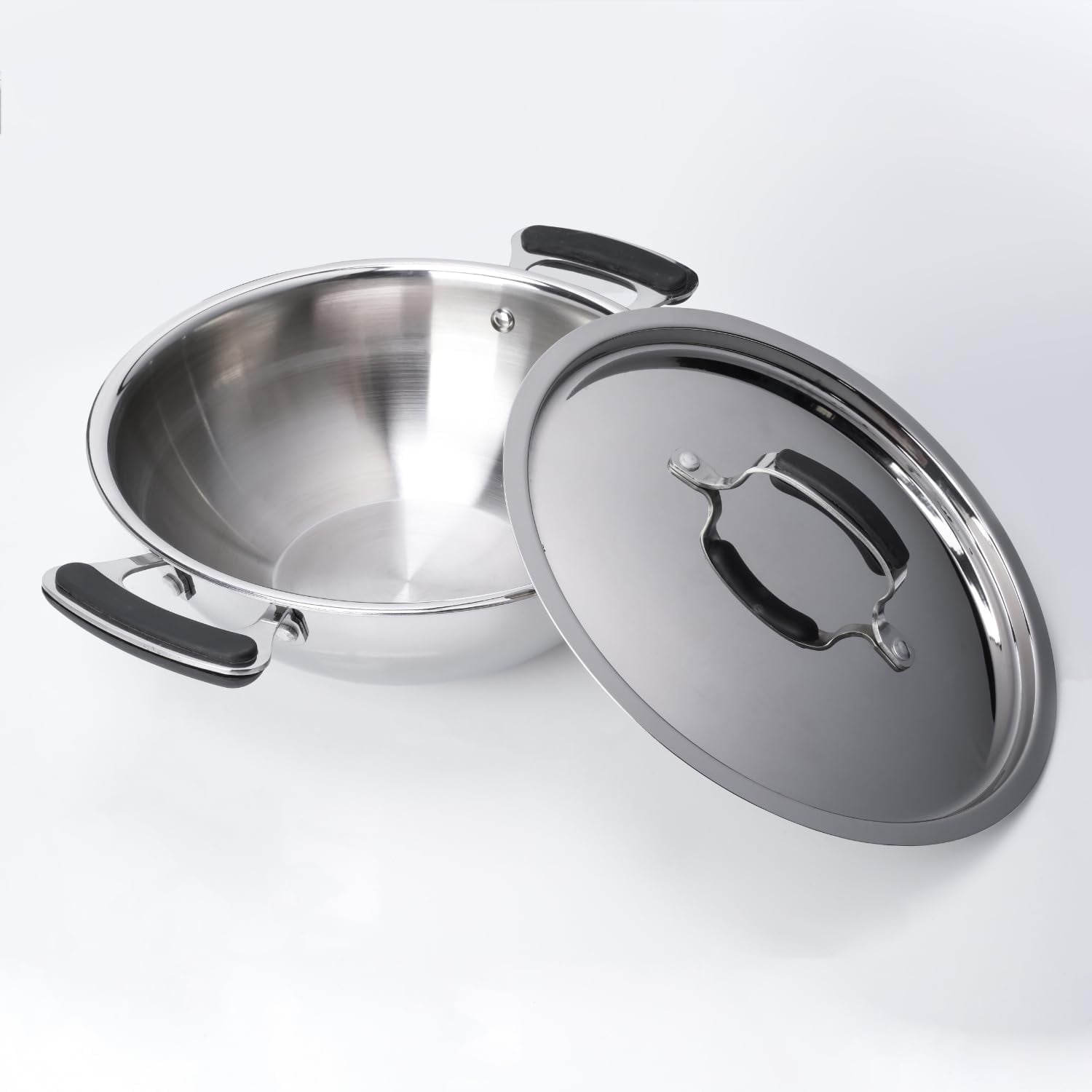 Tri-Ply Stainless Steel Saute Pan with Lid, Everyday Kadhai, Induction ...