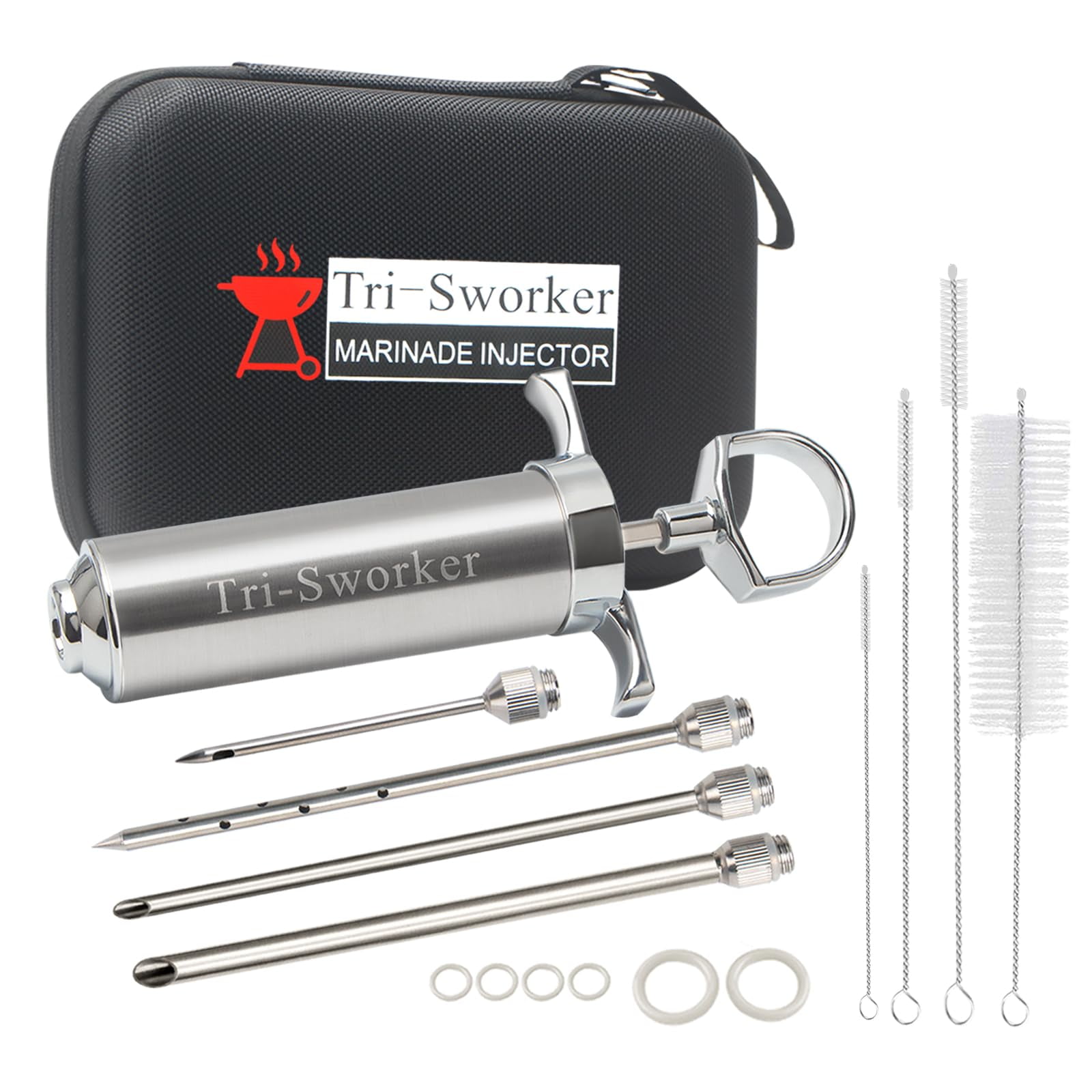 Tri-Sworker Meat Injectors for Smoking with Case and 4 Flavor Food ...