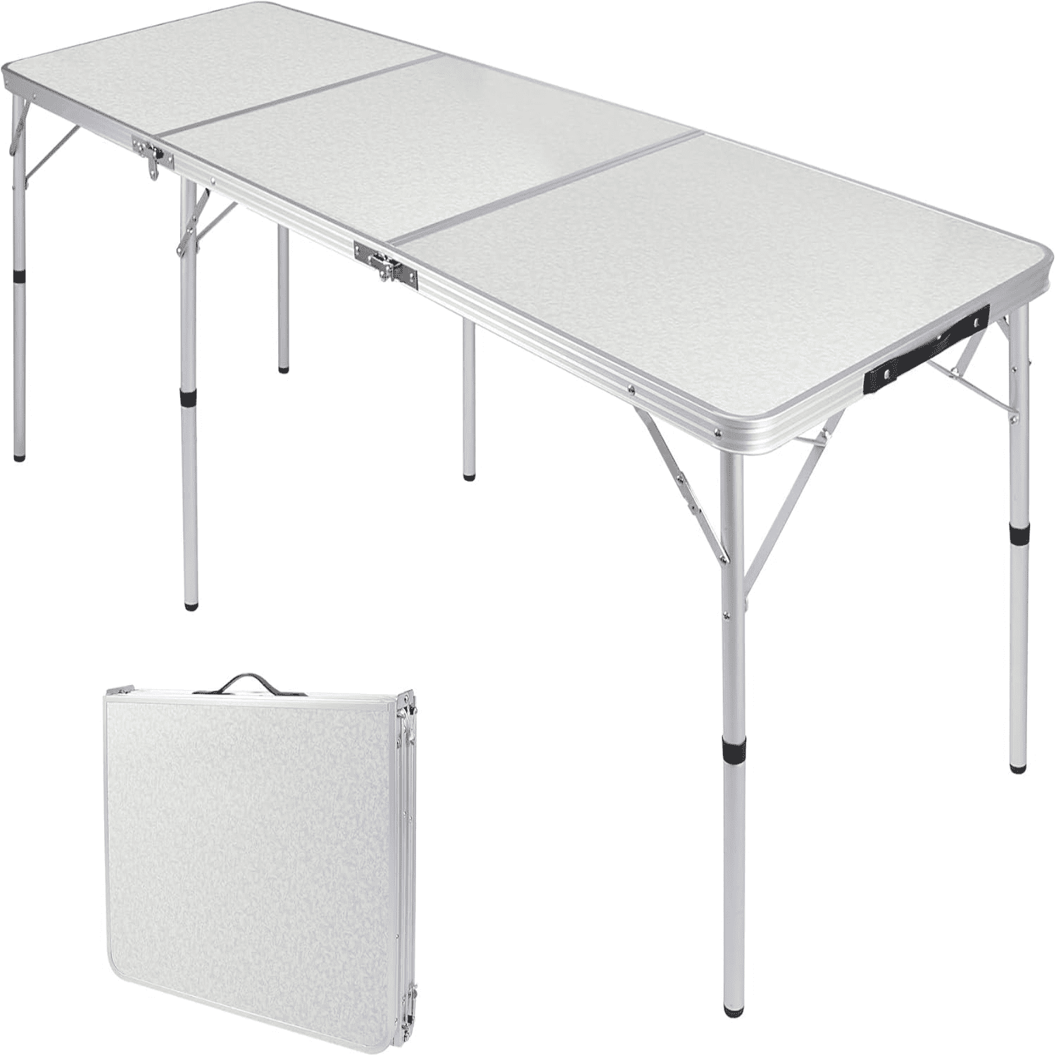 Tri-fold Folding Camping Table 4ft Aluminum Outdoor Table with ...