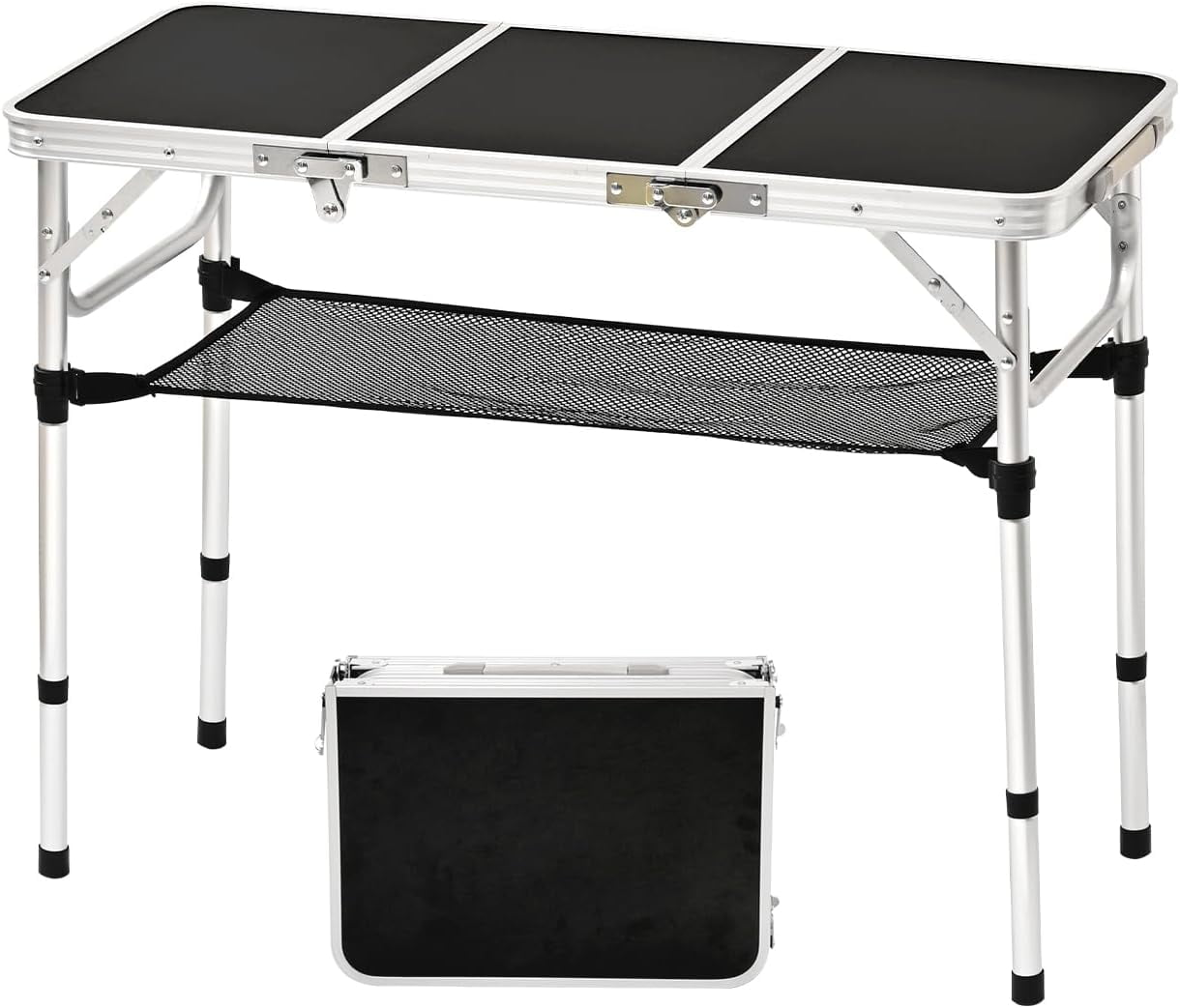 Tri-fold Folding Picnic Table, 3ft Camping Table Lightweight Portable ...