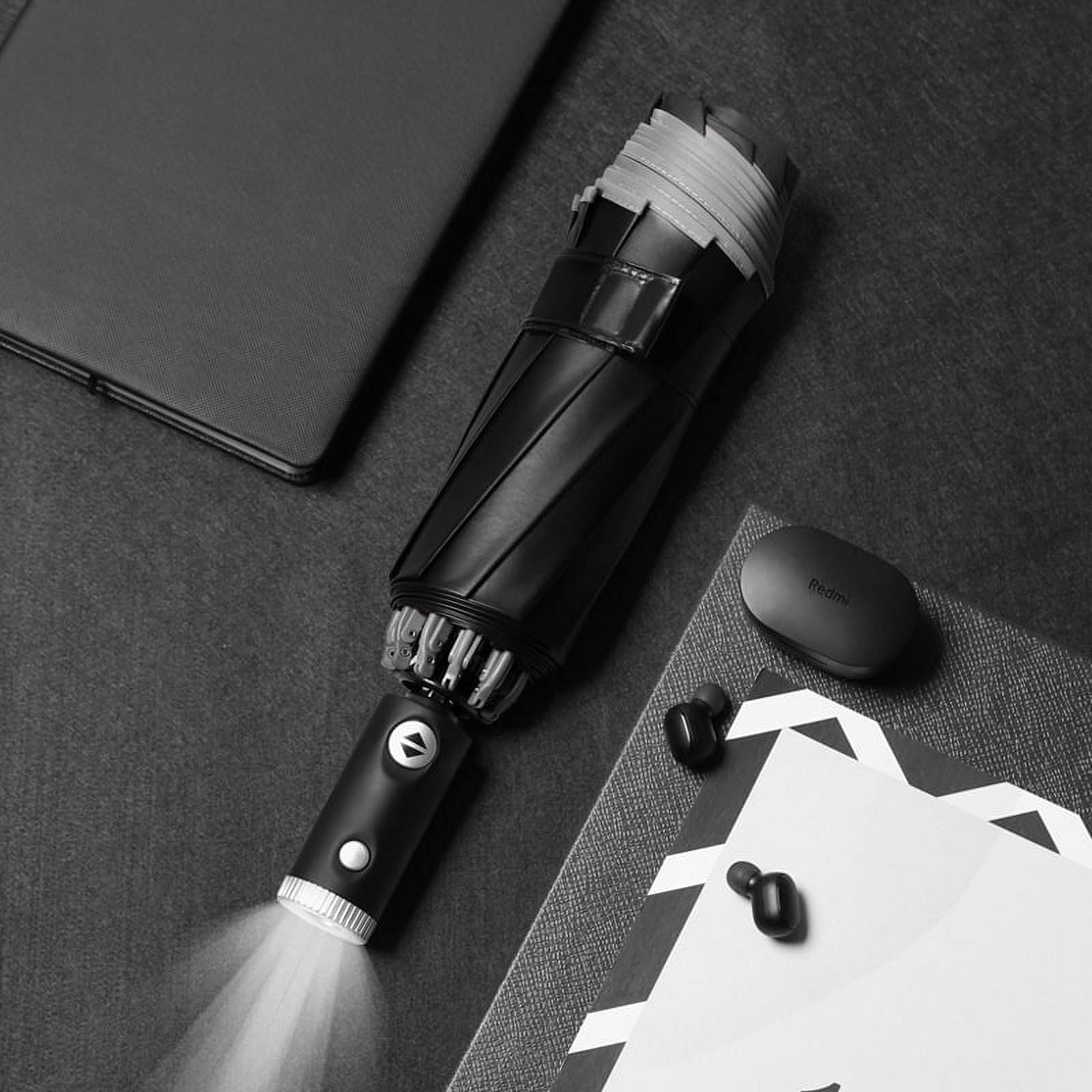 Tri-fold fully automatic reverse umbrella edge reflective LED sunny ...