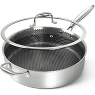 Cook N Home Deep Saute Pan with Lid 4 Quart, Tri-Ply Clad Stainless ...