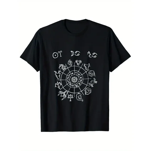 Astrology Zodiac Wheel Chart Graphic Tee for Men Women Cotton Short ...